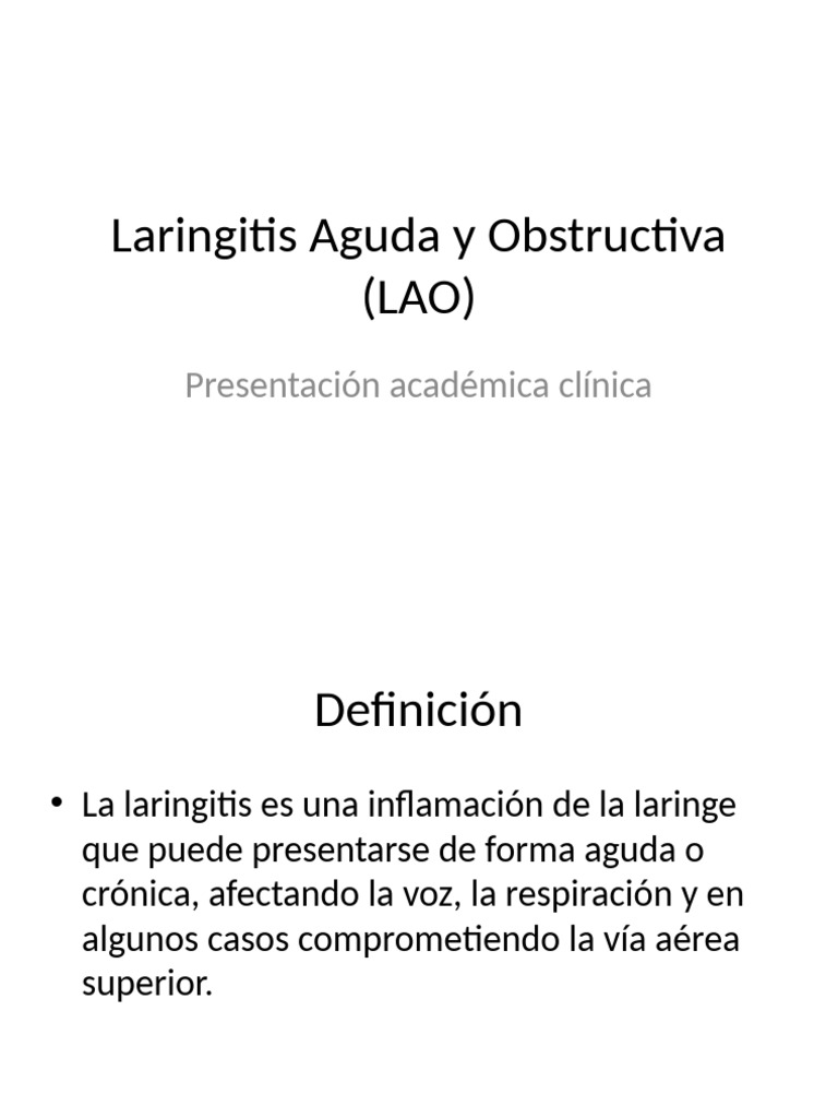 Laringitis Aguda Obstructiva: Clasificación y Manejo | PDF