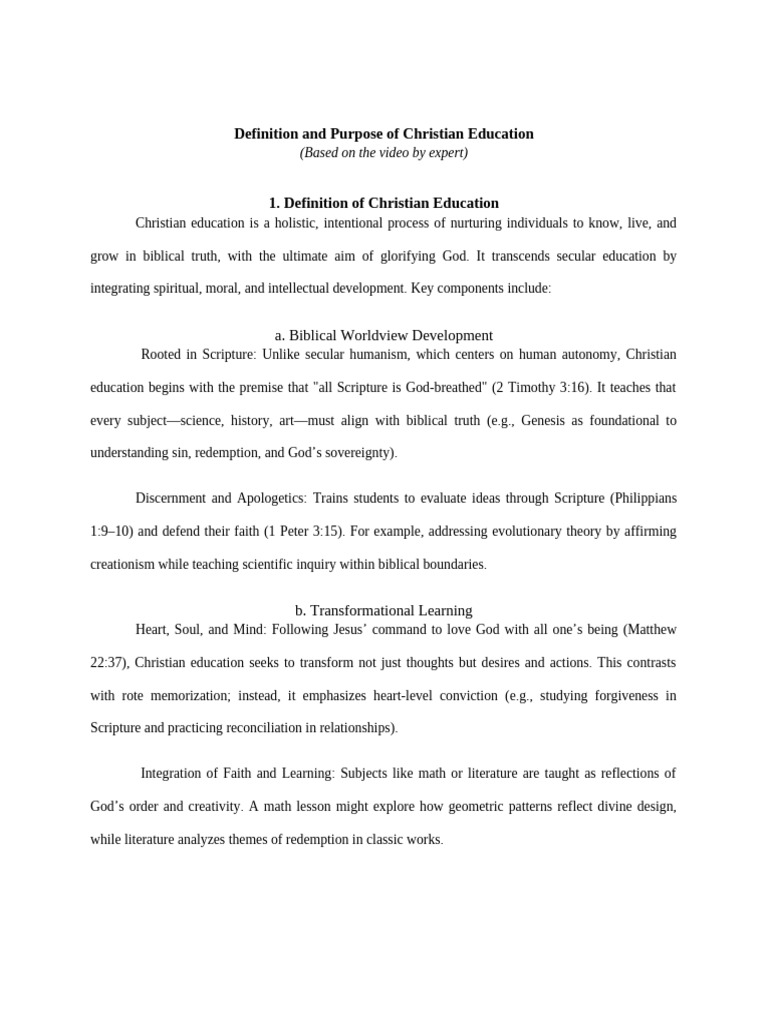 Definition and Purpose of Christian Education | PDF | Bible | Salvation
