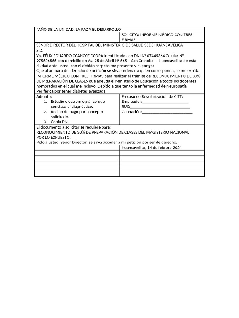 Solicitud MINSA | PDF