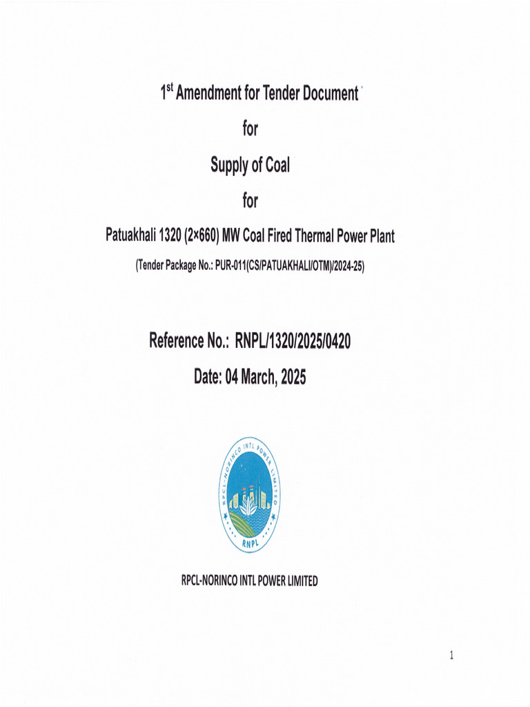 1st Amendment of Tender Document | PDF
