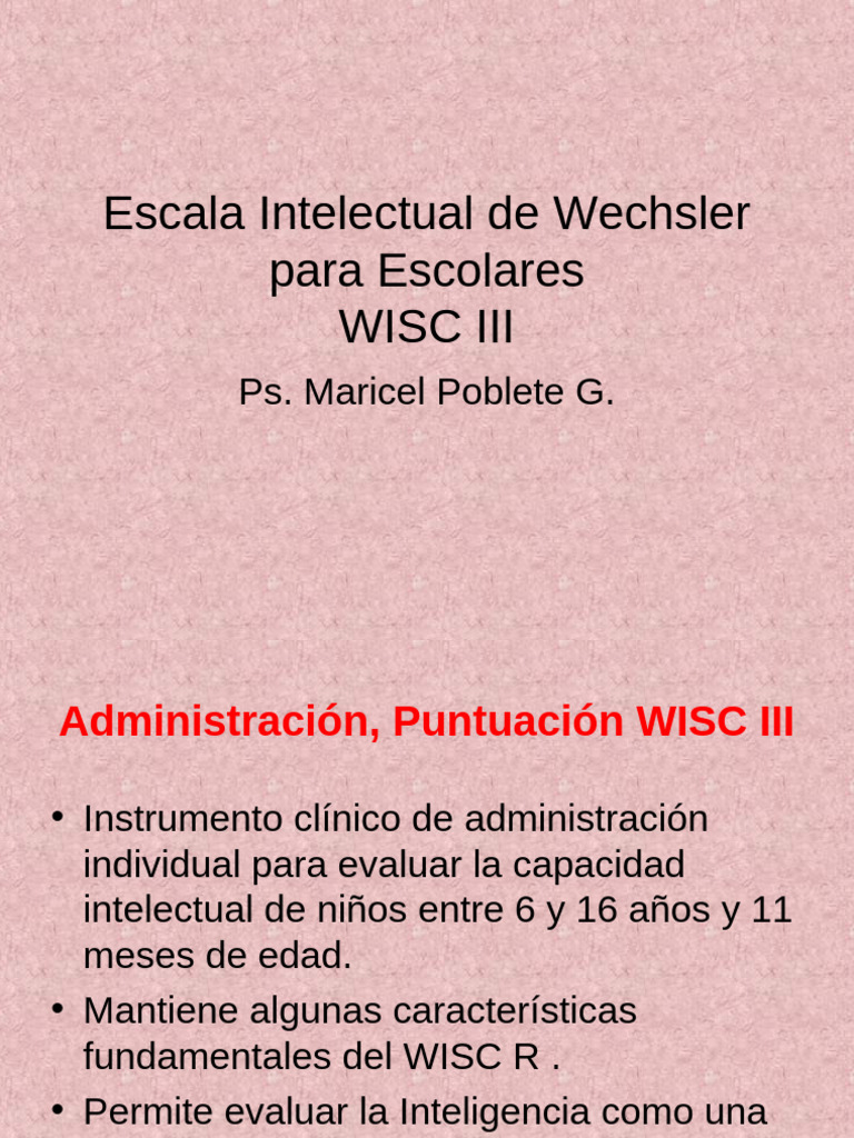 Escala Intelectual de WISC III | PDF | Neurociencia | Conceptos psicologicos