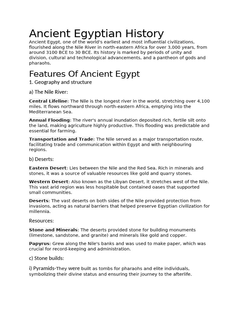 Overview of Ancient Egyptian Civilization | PDF | Ancient Egyptian ...