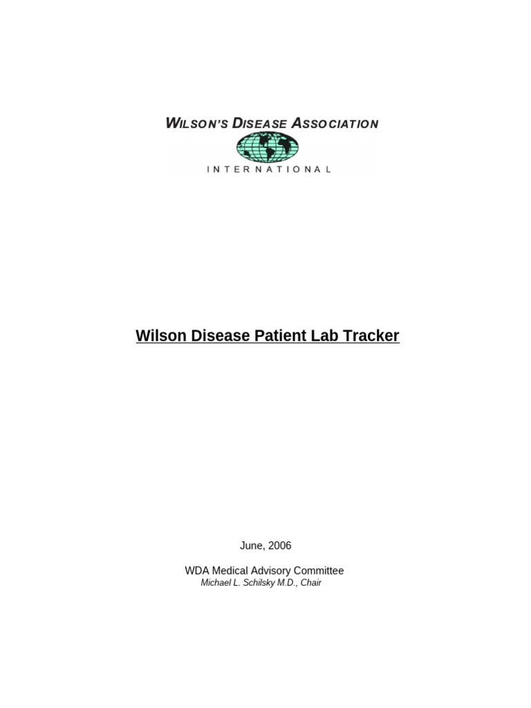 Wilson Disease Patient Lab Tracker | PDF | Hepatitis | Medical Specialties