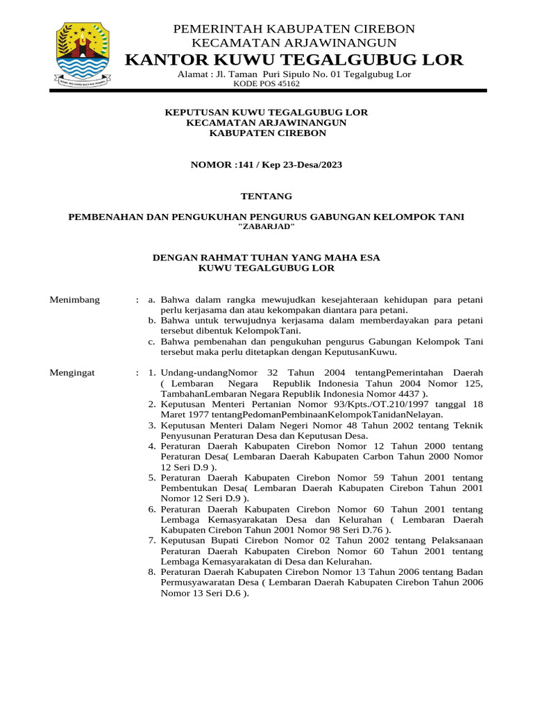 SK Kuwu Gapoktan | PDF