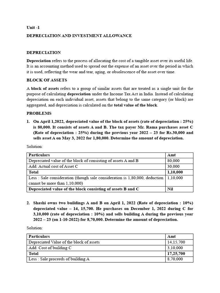 Depreciation and Investment Allowance Guide | PDF | Depreciation | Taxation