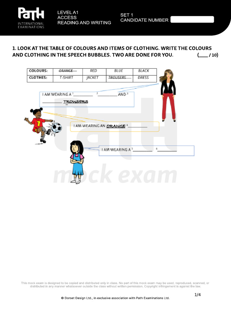 A1 ACCESS - SET 1 - Reading and Writing | PDF | Copyright