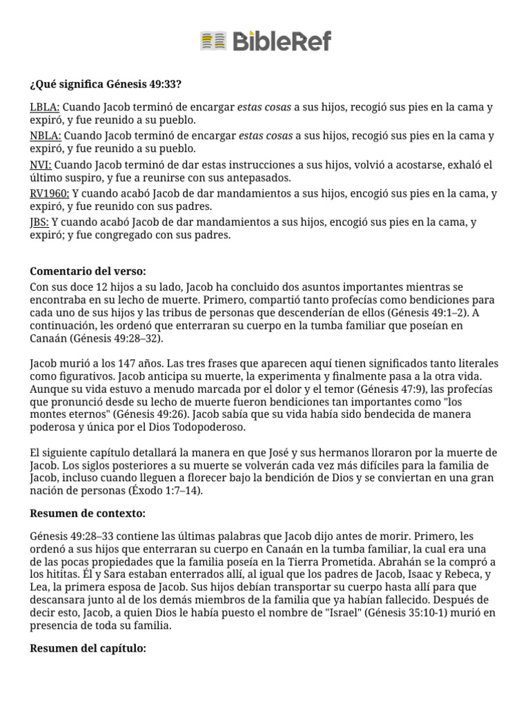 Génesis 49_33 - Printer Friendly | PDF | Jacob | Libro del Génesis