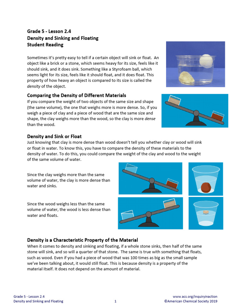 Understanding Density: Sink or Float | PDF