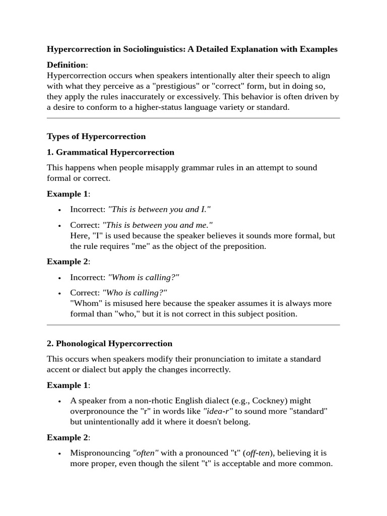 Understanding Hypercorrection in Language | PDF | Communication ...