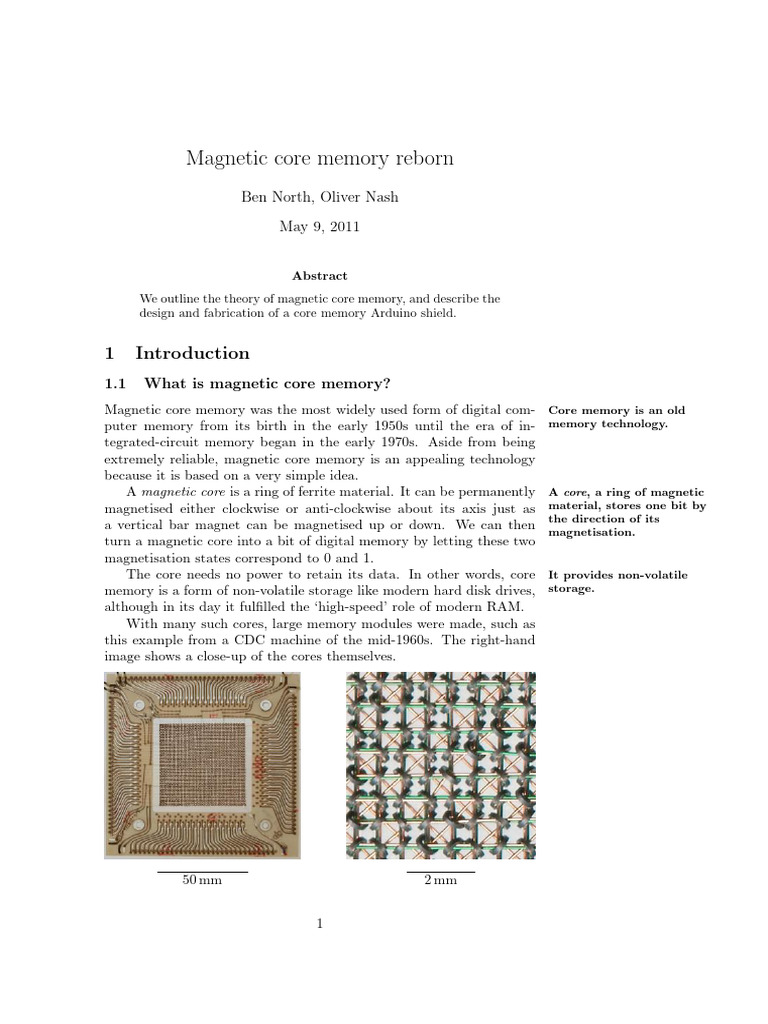Magnetic Core Memory Reborn | PDF | Arduino | Computer Engineering