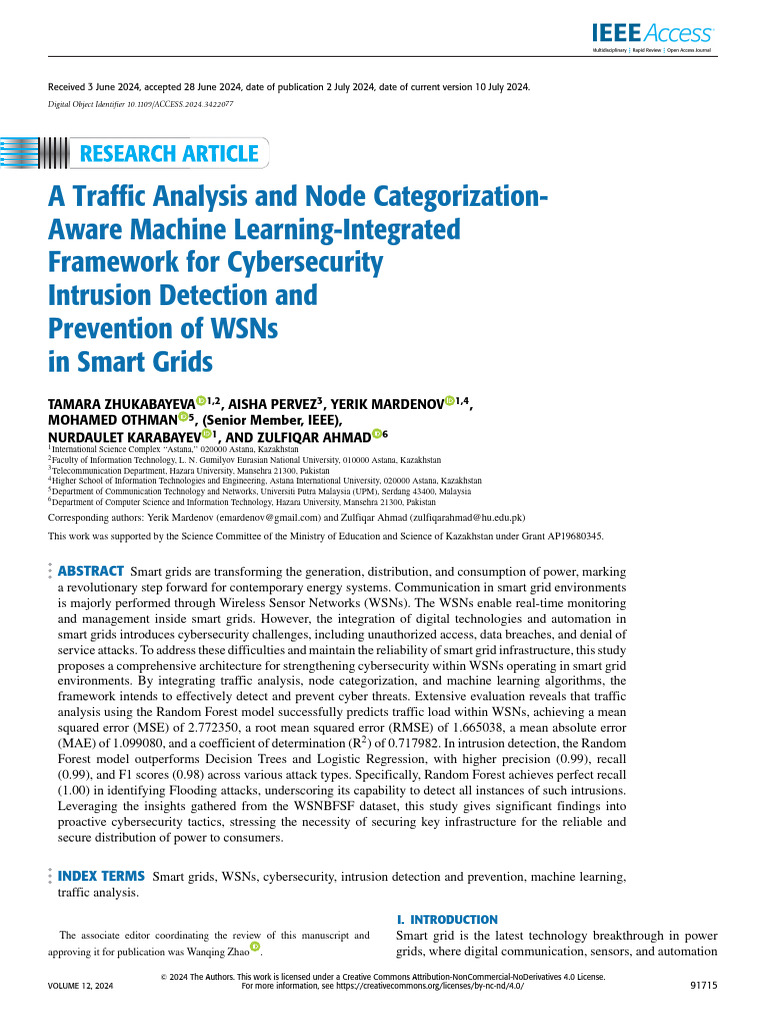 A Traffic Analysis and Node Categorization - Aware Machine Learning-Integrated Framework For ...