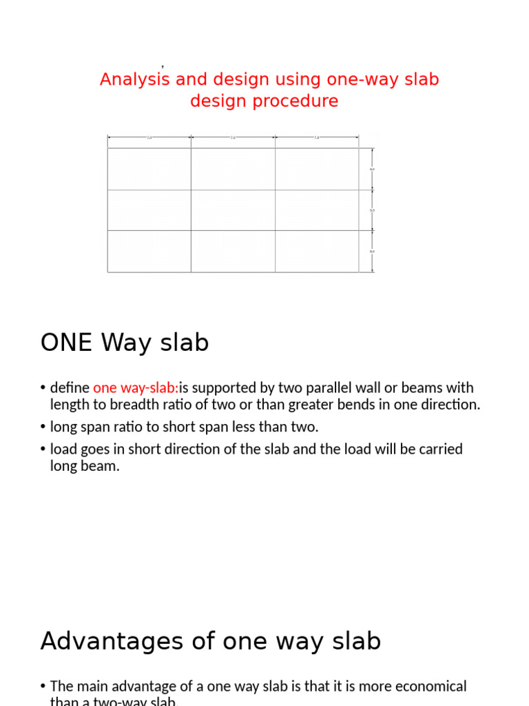 One-Way Slab Design and Analysis Guide | PDF
