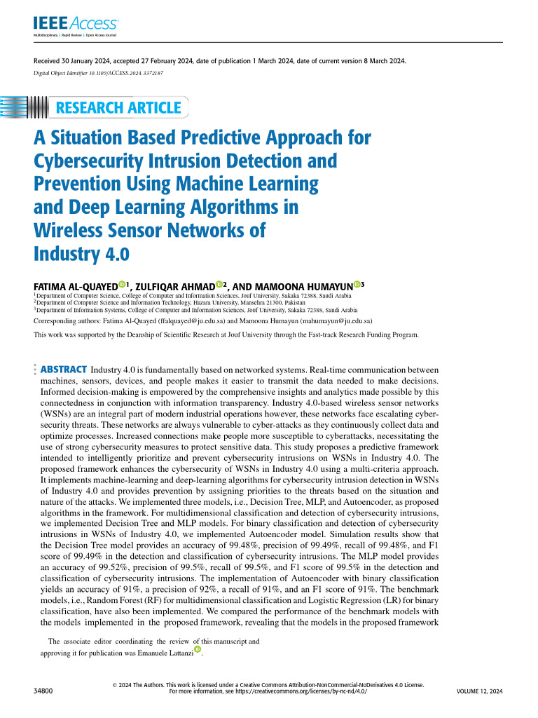 A Situation Based Predictive Approach For Cybersecurity Intrusion Detection and Prevention Using ...