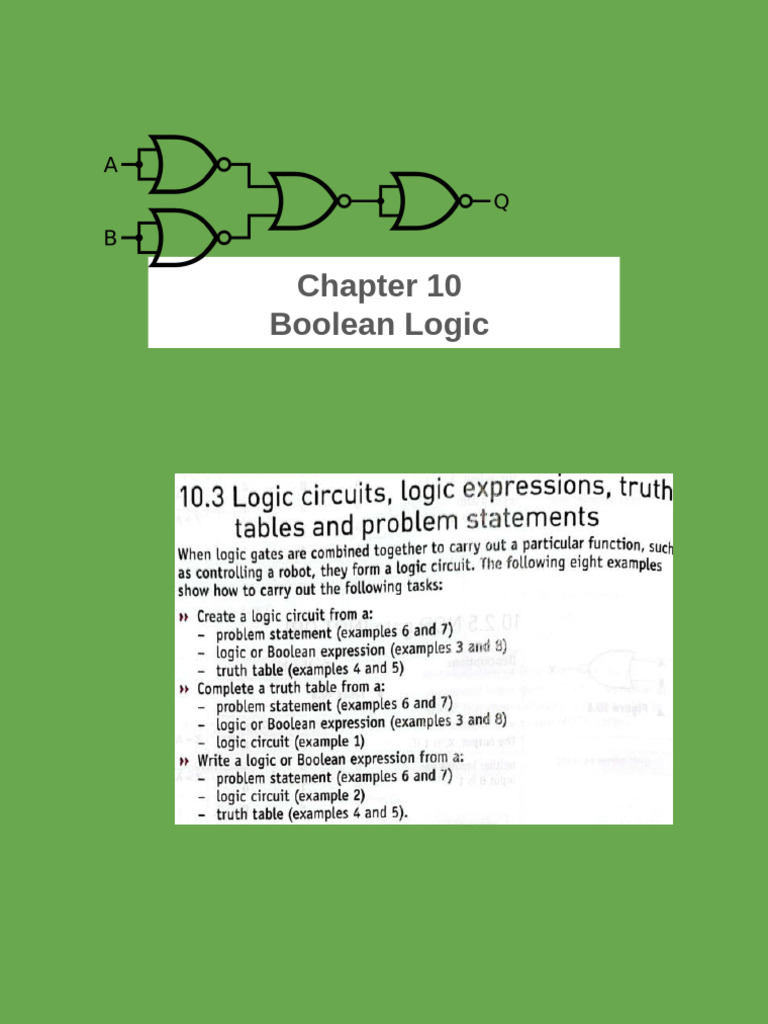 Class 8 chapter 10 Computer Science Notes on Boolean Logic | PDF