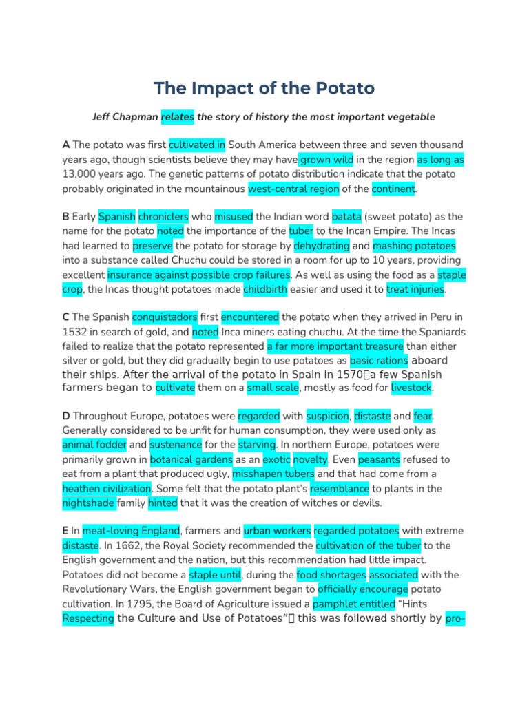 The Impact of The Potato | PDF | Potato | Sweet Potato
