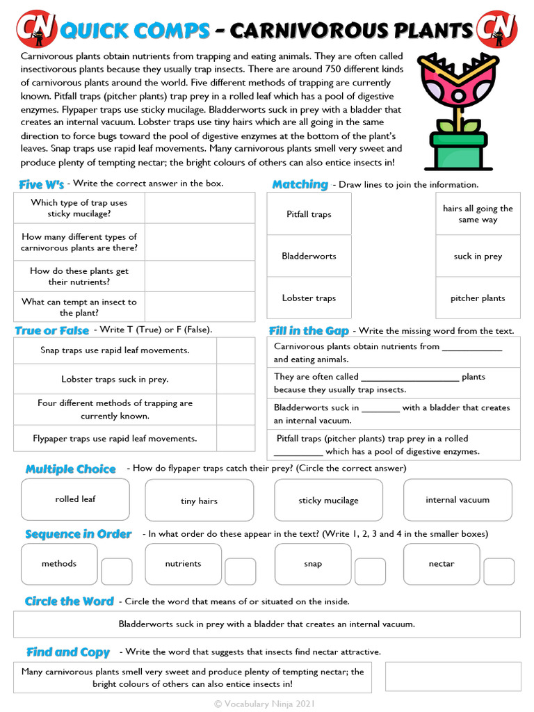 Grade 4 Nonfiction: Carnivorous Plants | PDF | Zoology | Botany