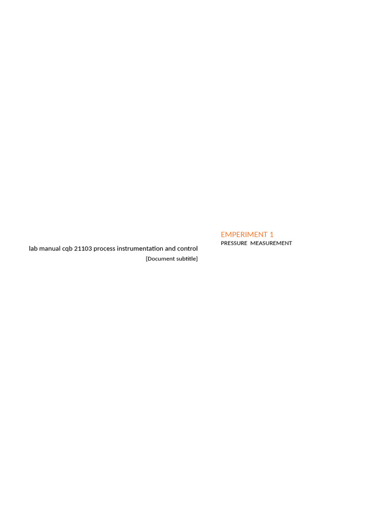 Experiment 1 Pressure Measurement Pdf Pressure Measurement Pressure