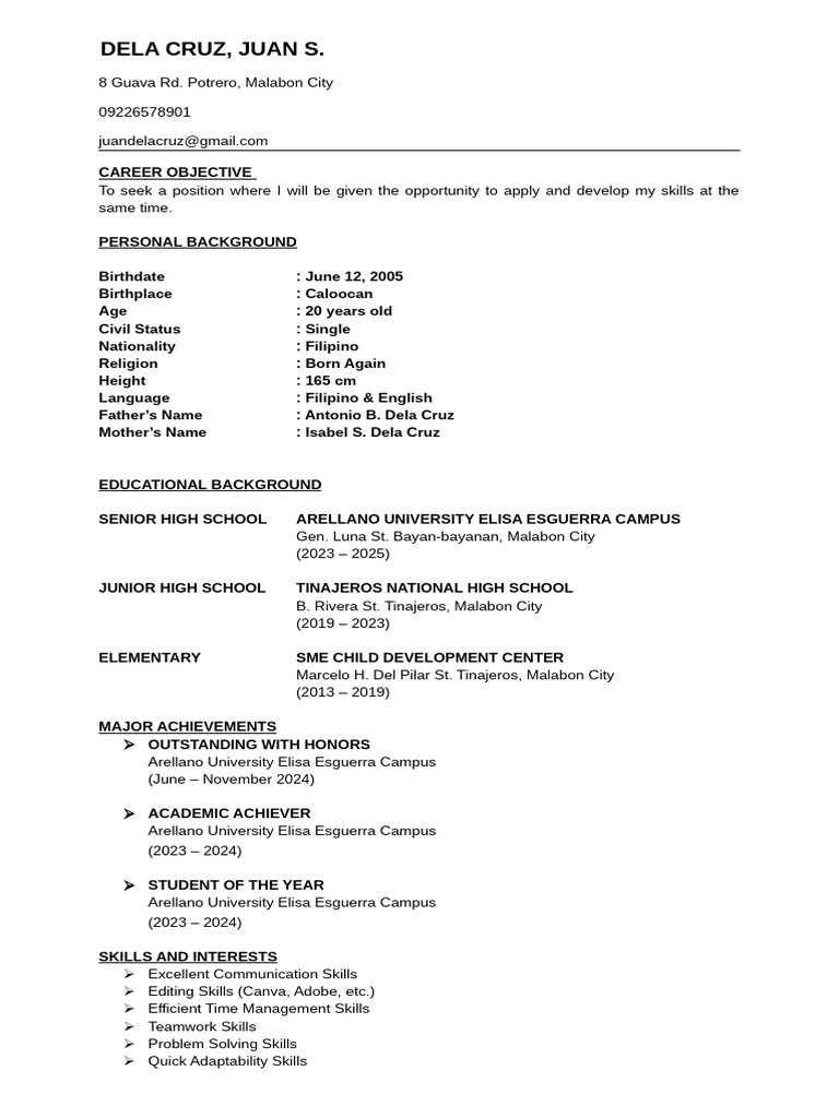 Student Resume Template | PDF