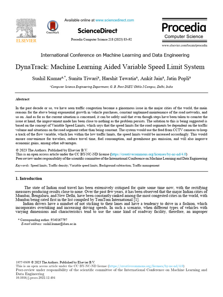 DynaTrack Machine Learning Aided Variable Speed L - 2023 - Procedia ...