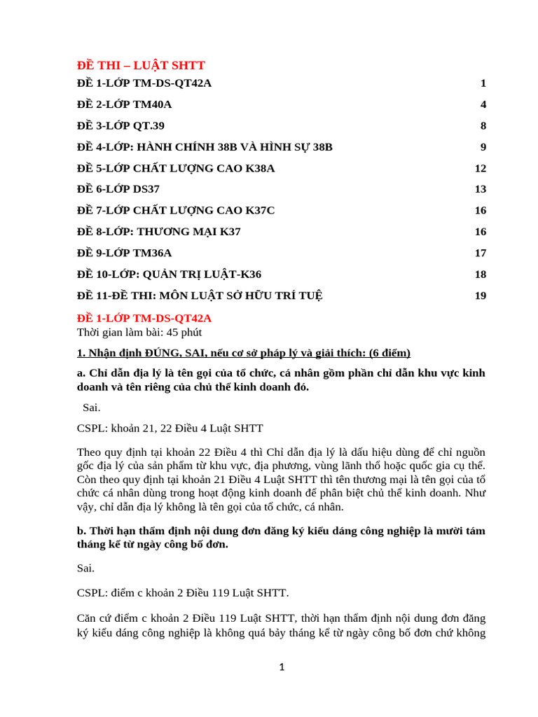 Đề Thi - SHTT | PDF