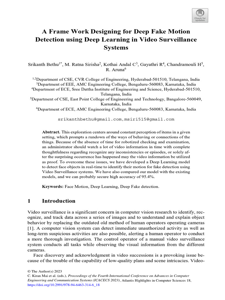 Deepfake Motion Detection Framework | PDF | Surveillance | Closed ...