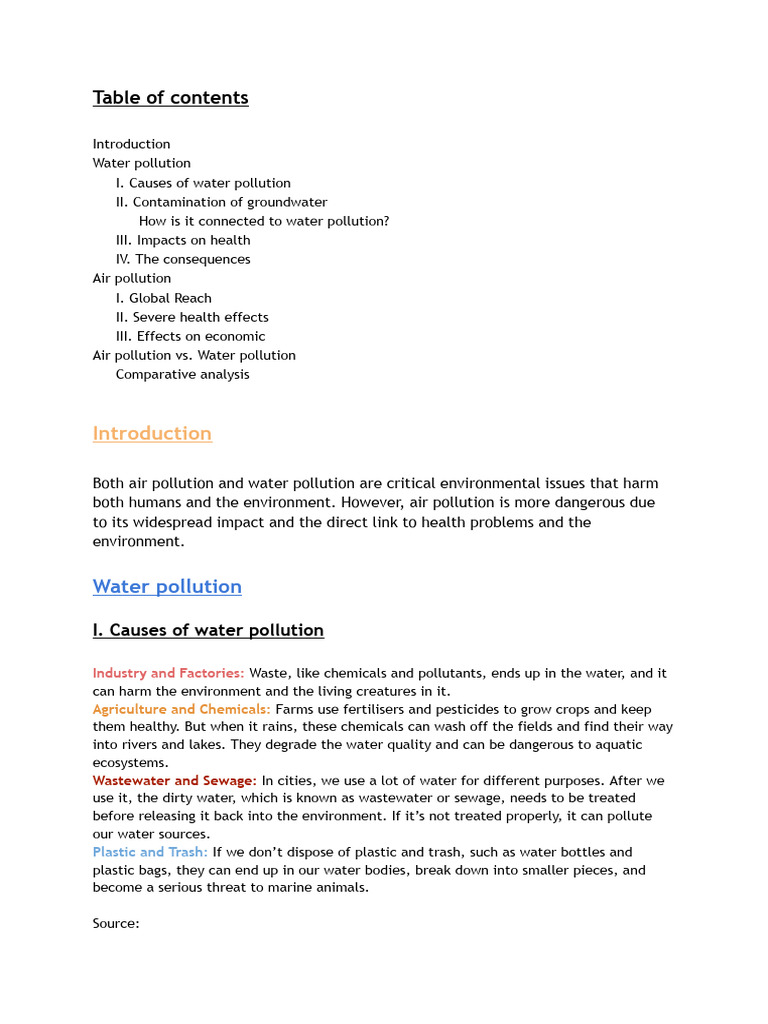 Causes and Effects of Pollution | PDF | Water Pollution | Groundwater