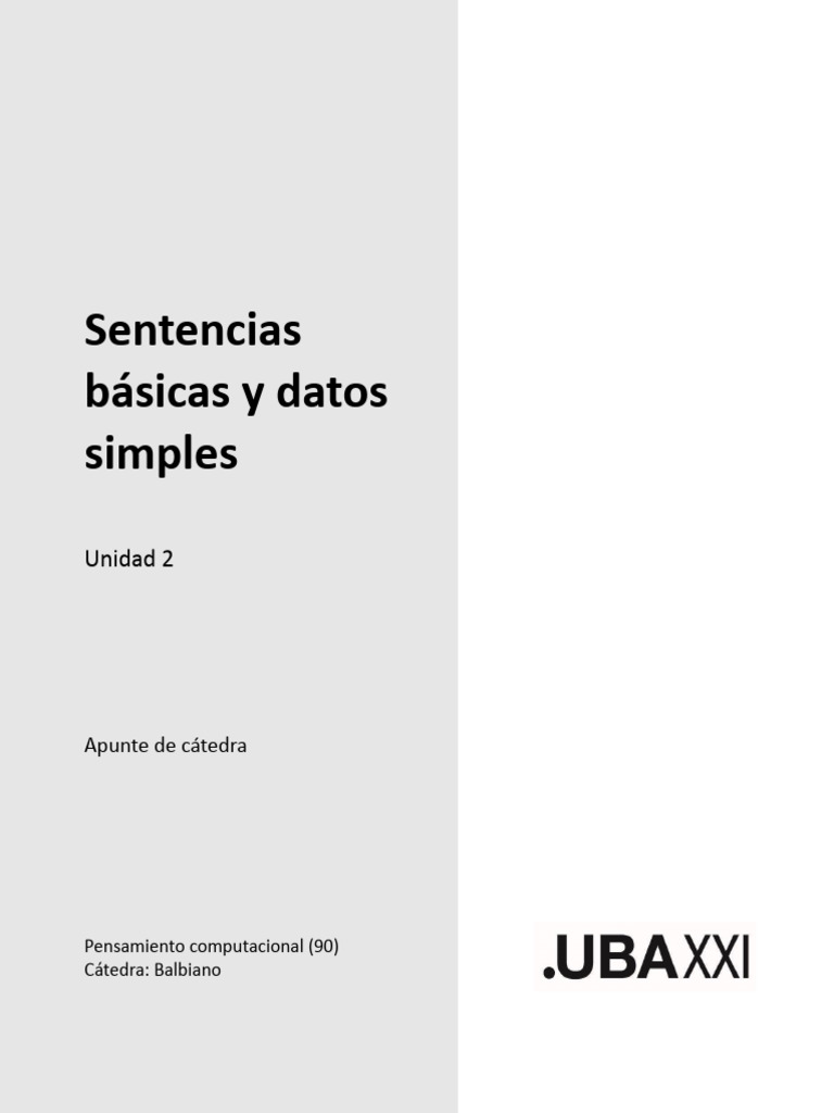 Sentencias Básicas y Datos Simples: Unidad 2 | PDF | Python (lenguaje de programación ...