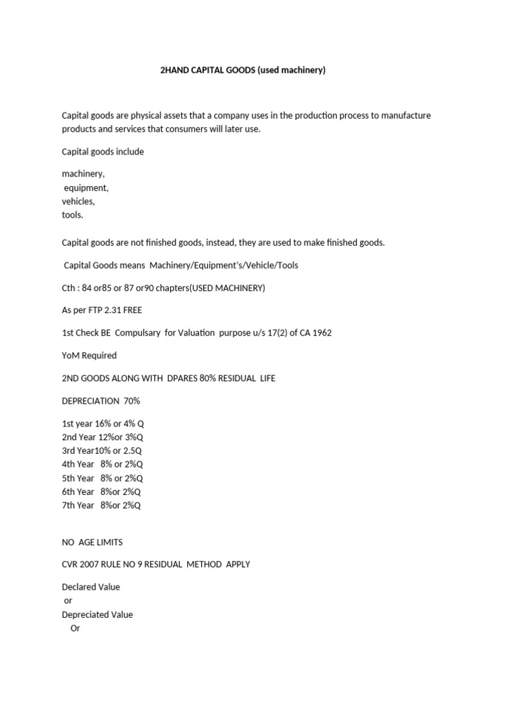 Used Machinery Capital Goods Guide | PDF