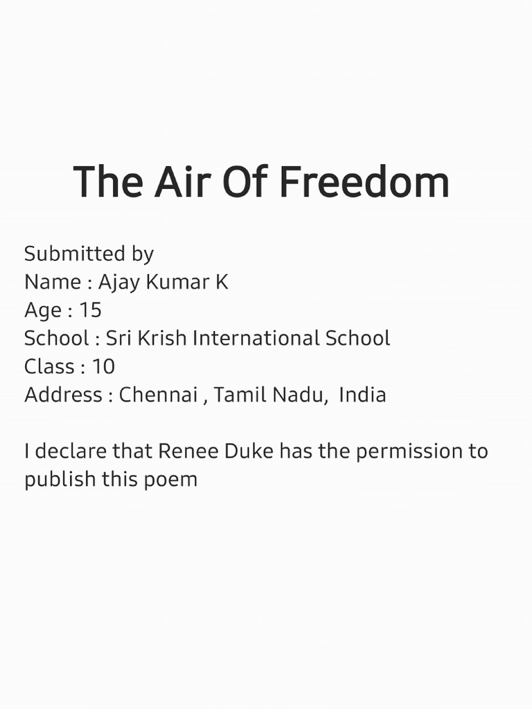 The Air of Freedom | PDF