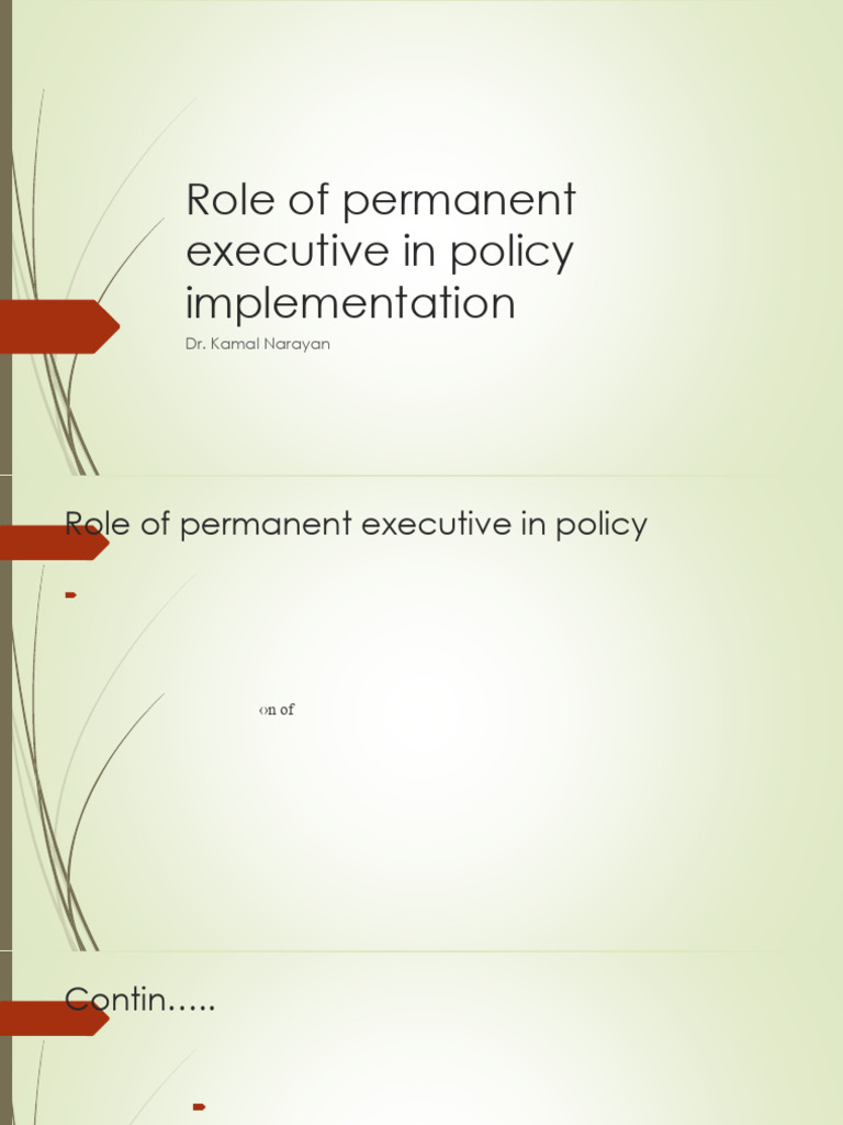 Rolr of Permanent Executive in Policy Implementation | PDF | Policy | Civil Service