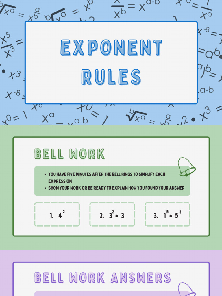 Exponent Rules Math Presentation in Colorful Simple Style | PDF
