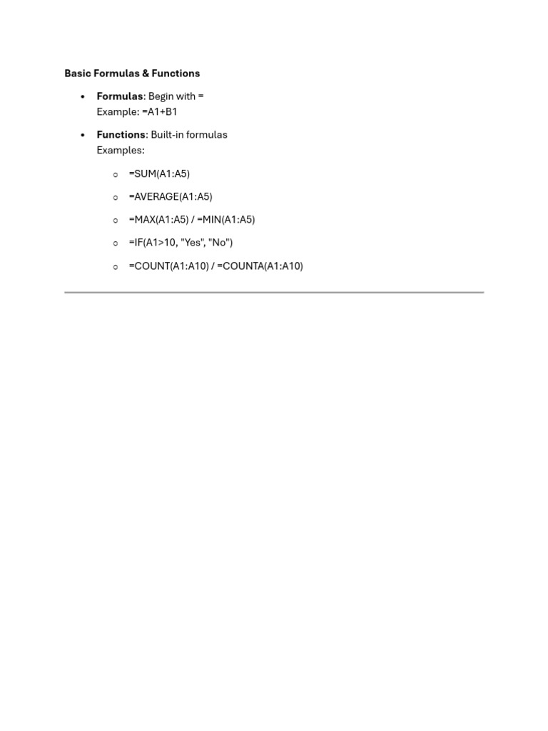 Fórmulas Básicas do Excel | PDF