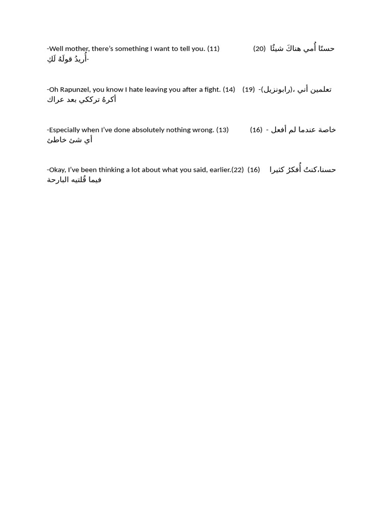 Hanya Selim Arabic Rapunzel Translation | PDF