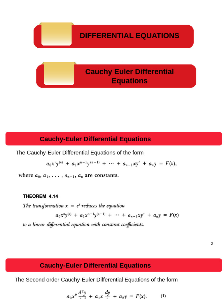 MATH207 - Chapter 4.5 CAUCHY EULER | PDF | Subtraction | Mathematics