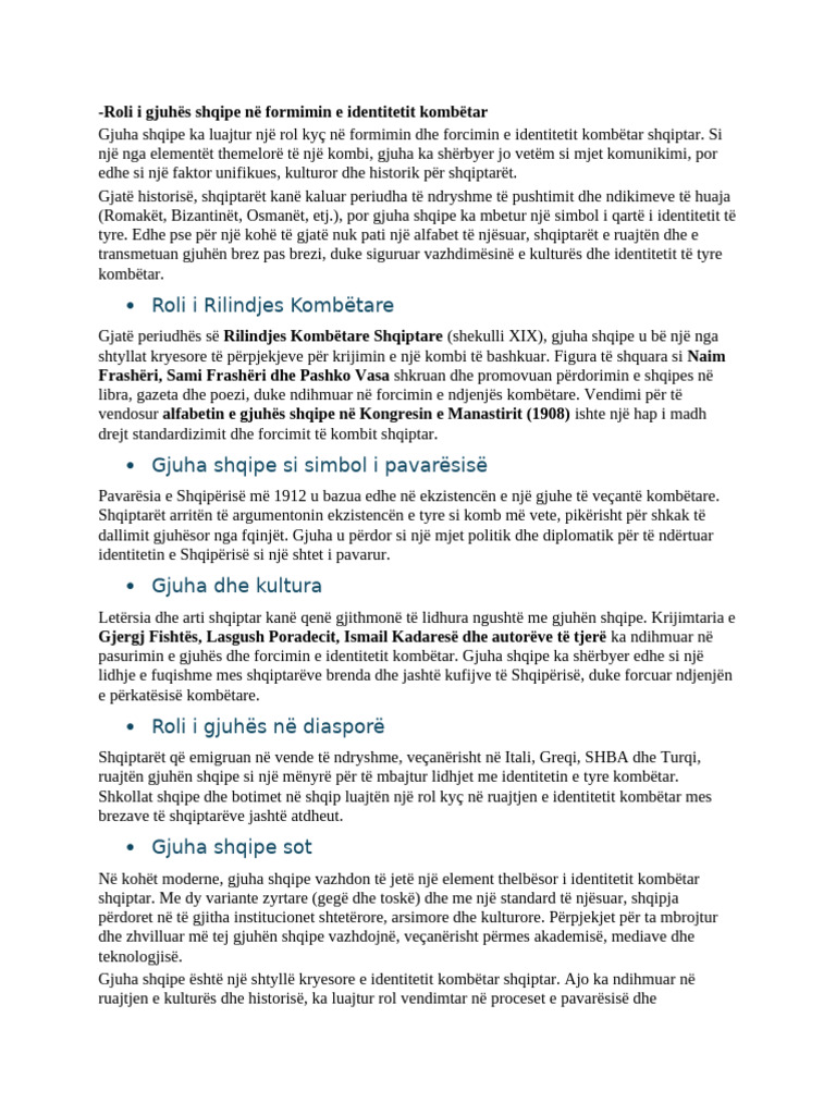 Gjuha Shqipe Projekt | PDF