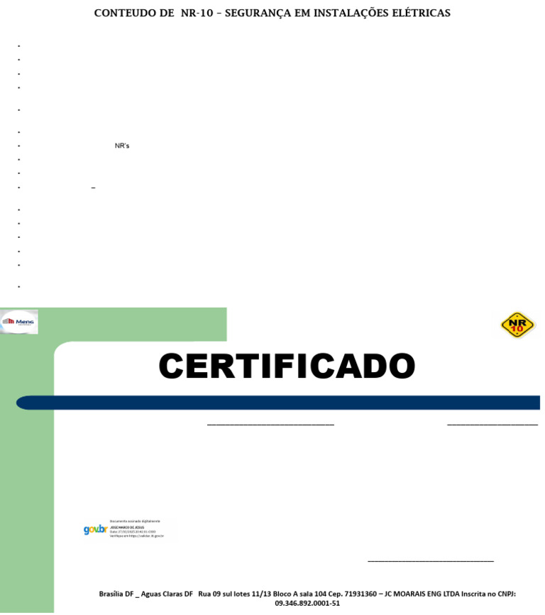 CONTEUDO DE NR-10 – SEGURANCA EM INSTALACOES ELETRICAS-1 assinado | PDF ...