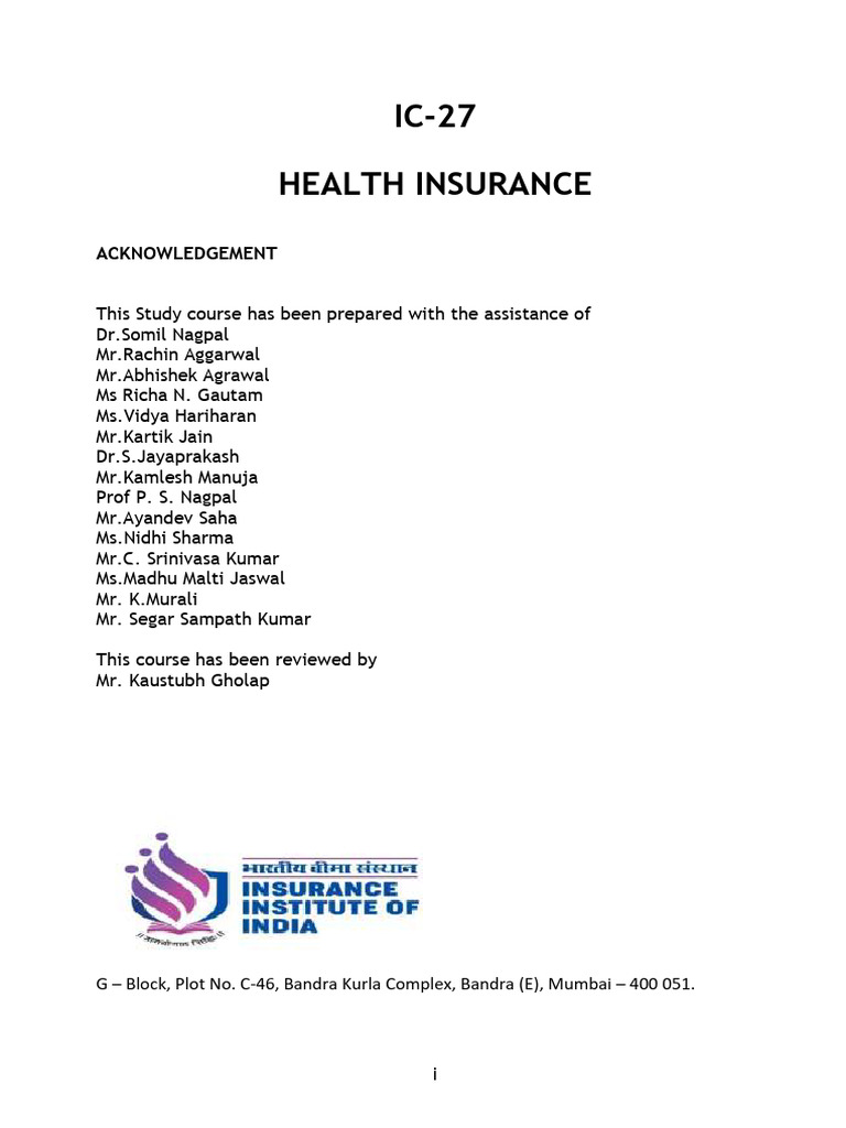 Ic 27 Health 2024 | PDF | Insurance | Health Care