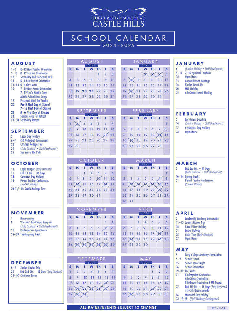 Castle Hills School Calendar 2024-2025 | PDF | Holidays | Observances