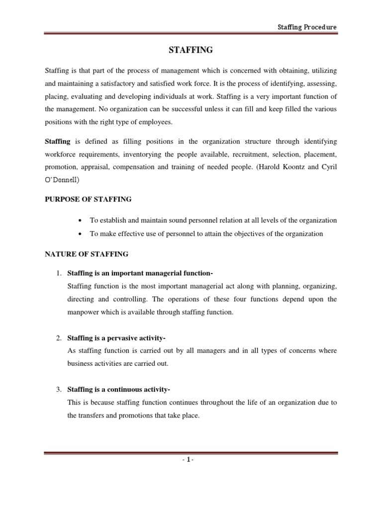 Staffing Process and Procedures Explained | PDF | Recruitment | Employment