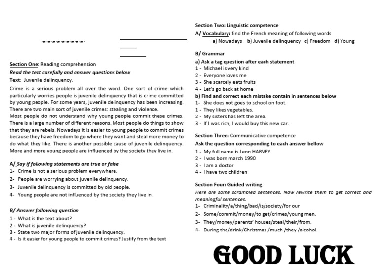 Compo 2 STCSF 2024 2025-3 | PDF | Juvenile Delinquency | Linguistics