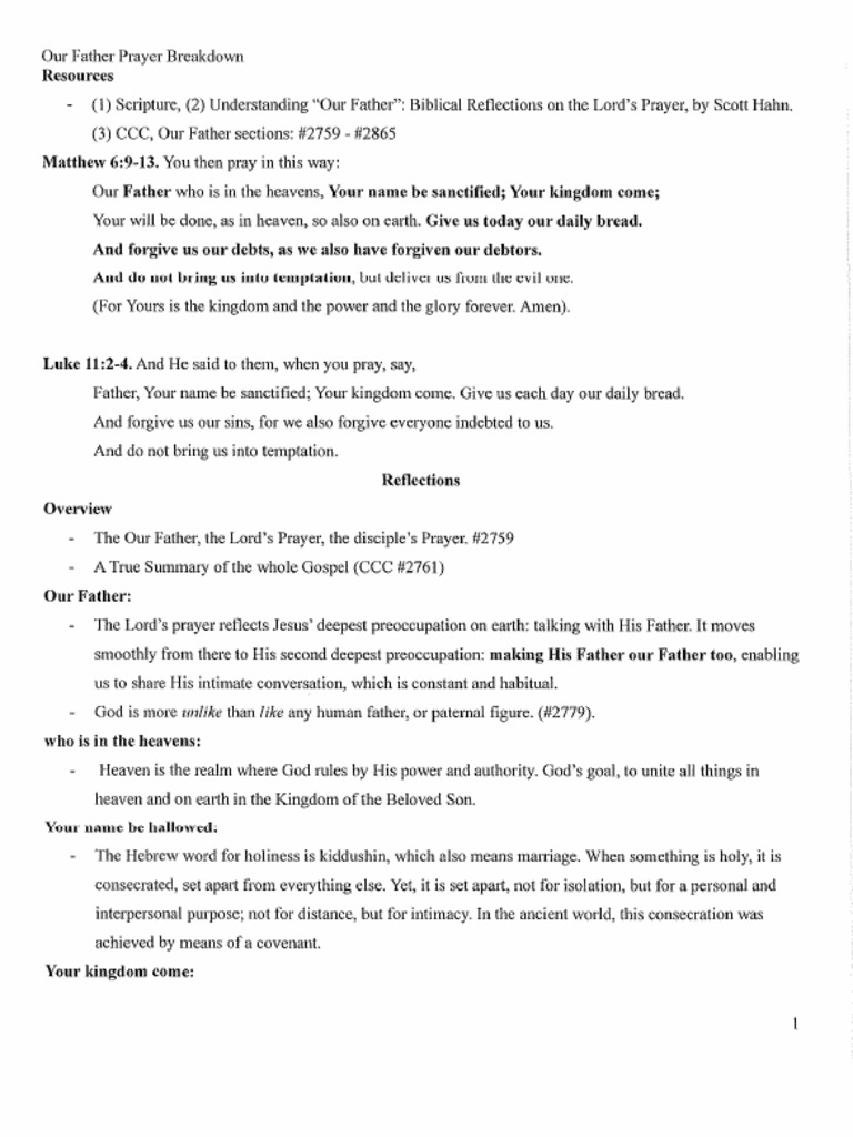 Our Father Notes 4-1-25 | PDF