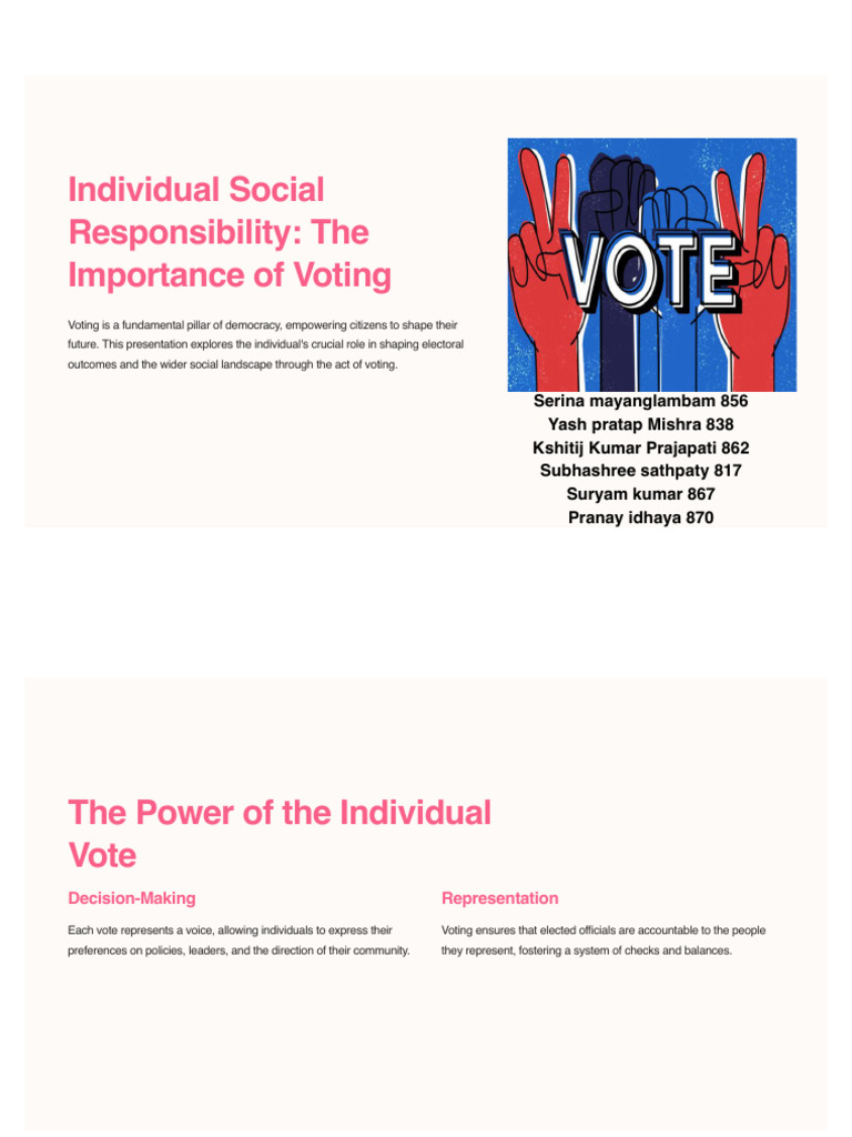 Individual Social Responsibility The Importance of Voting | PDF | Voting | Democracy