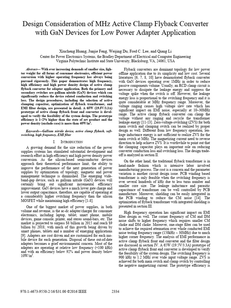MHz Active Clamp Flyback Converter Design | PDF | Transformer ...