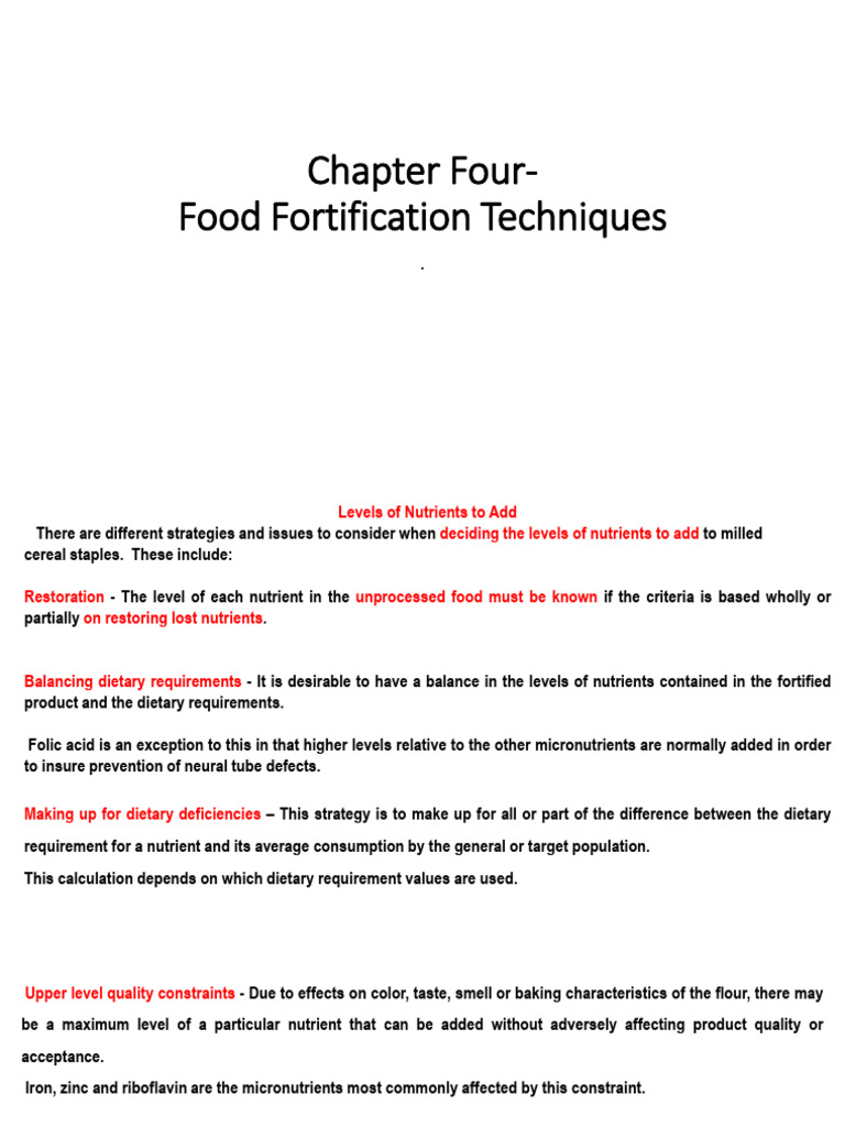 Chapter 4 Food Fortification Techniques | PDF | Nutrition | Diet ...