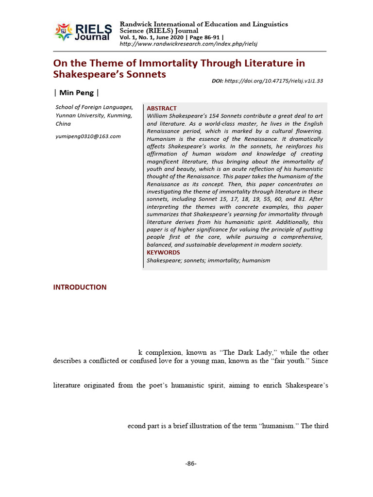 BF 18 | PDF | Humanism | Shakespeare's Sonnets