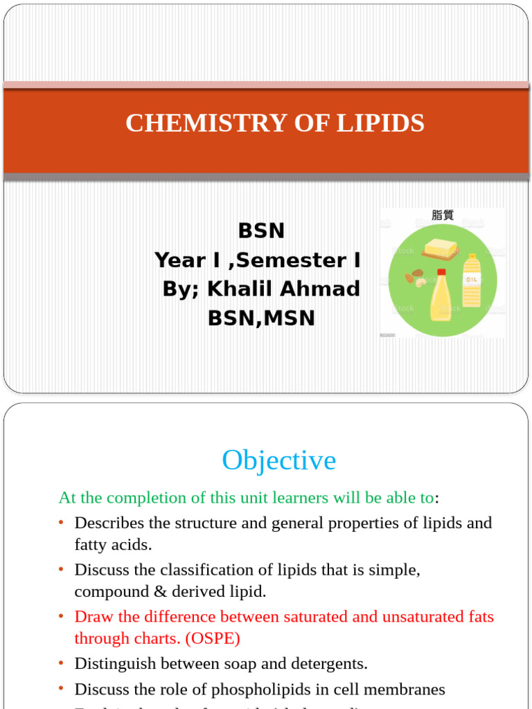 Unit 5 CHEMISTRY OF LIPIDS | PDF | Fatty Acid | Lipid