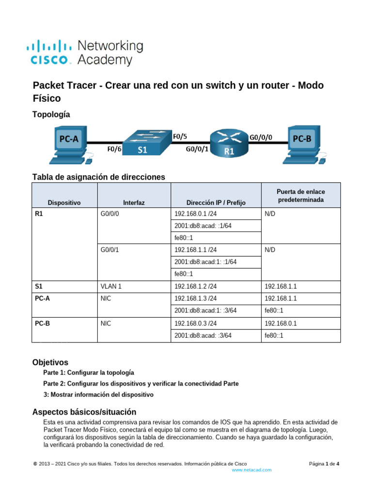 10.4.3 Packet Tracer Build A Switch and Router Network Physical Mode Es XL | PDF | Enrutador ...