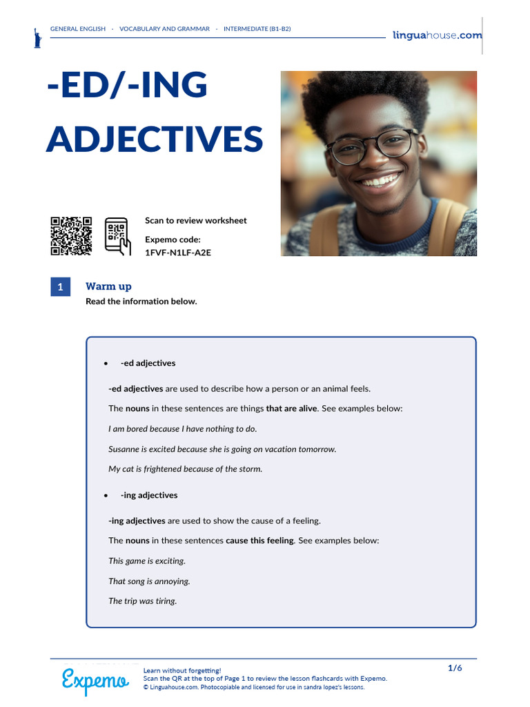 Ed Ing Adjectives American English Student B1 B2 | PDF