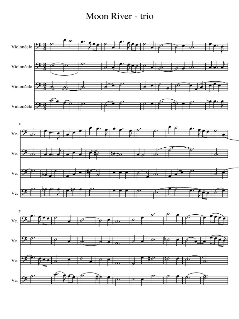 Moon - River - Cello Quartet | PDF | Chamber Music | Classical Music