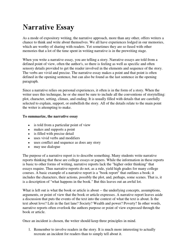 Narrative Essay | Download Free PDF | Narrative | Narration
